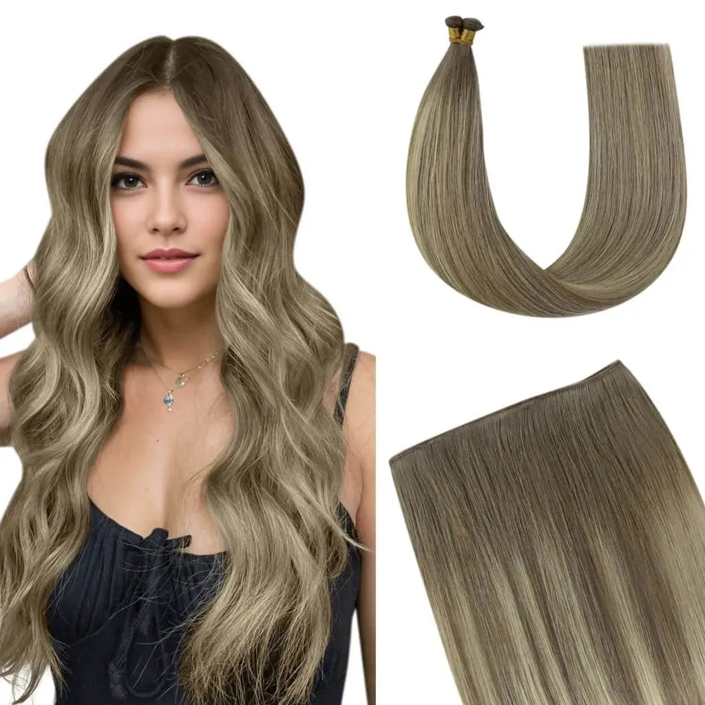 Virgin Genius Weft Hair Extensions Human Hair Bundles Balayage Brown #8 ...